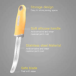 Coconut Meat Remover Knife,Coconut Tool,Coconut Meat Removal Tool Durable Silicone Handle Stainless Steel Coconut Opener Scraper for Kitchen Home
