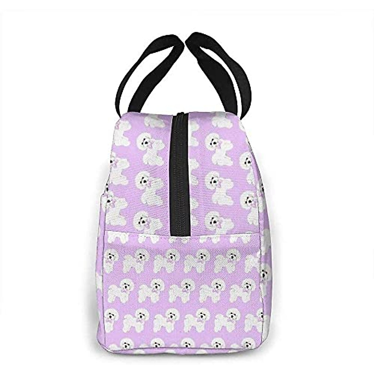Insulated Lunch Bags Bichon Frise Dog Lilac Bows Water-Resistant Thermal Lunch Box For Work CampingTravel Picnic