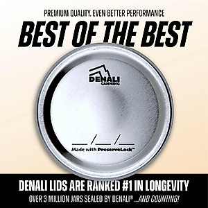 Denali Canning Lids | 24-Month Seals with PreserveLock | Fits standard Mason Jars | a USA Company (Regular Mouth, 5 Packs)