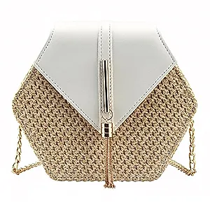 Bausweety Women's Crossbody Bag Cute Straw Shoulder Bag