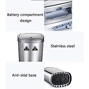 WXXGY Waste Bins,Trash Can 42L Separation Recycling Bin Stainless Steel Garbage Bin Powered by Batteries for Kitchen Living Room