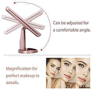 deweisn Tri-Fold Lighted Vanity Mirror with 21 LED Lights, Touch Screen and 3X/2X/1X Magnification, Two Power Supply Modes Make Up Mirror,Travel Mirror