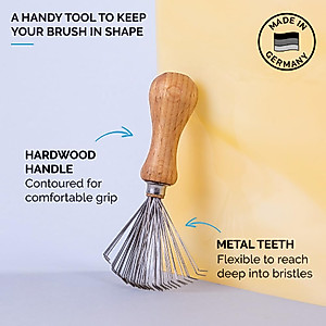 ZEUS Oval Military Beard Brush with Bristle Cleaner, Boar Bristle Beard Brush & Bristle Rake Cleaner Gift Set (Made in Germany) Firm Bristles Q91