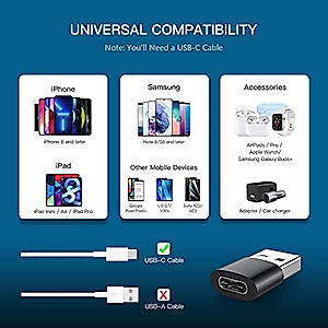 USB C Female to USB Male Adapter 4 Pack,yootech Type C to USB Adapter,USBC Charger Converter for iPhone 14 13 12 Mini Pro Max 14 Plus,Samsung Galaxy S22,i-Watch Series Ultra 8 7,iPad,AirPods Pro,Black