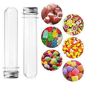 50 Pack 85ML Plastic Tubes with Caps, 150x30mm Plastic Clear Test Tubes for Sample, Scientific Experiments, Party, Candy Storage