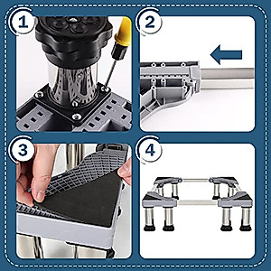 Kokorona Washing Machine Stand Mini Fridge Stand with 8 Strong Feet (7.1-8.3in High), Adjustable Refrigerator Base Multi-Functional Washer Dryer Pedestals, Max Load 440LBS