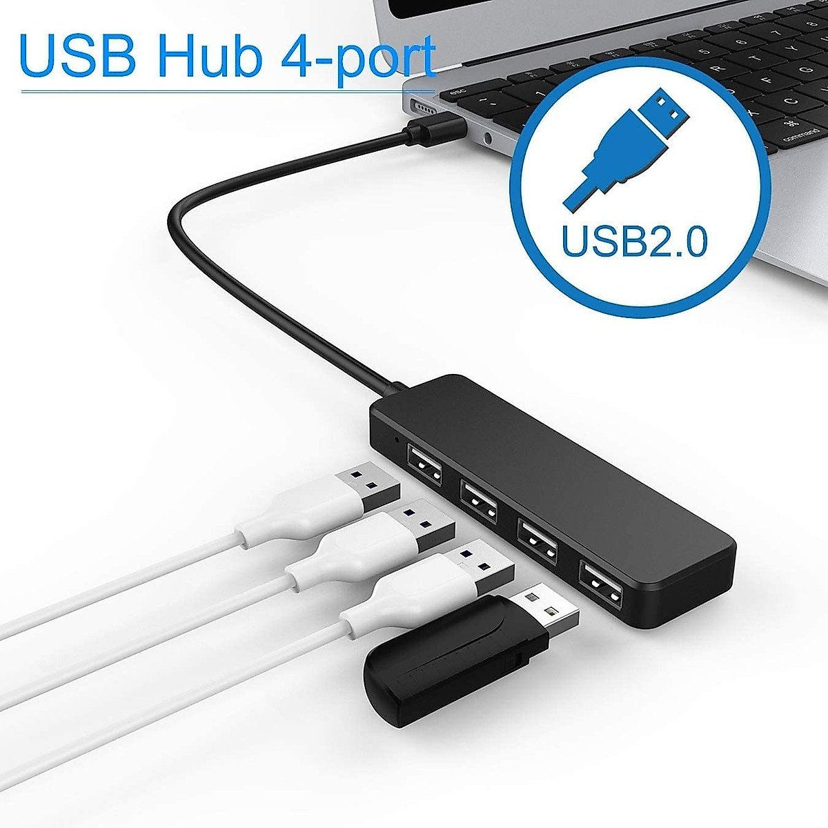 NAERSI® USB 2.0 Hub 4-Port Ultra Slim Portable USB Splitter for iMac Pro,MacBook Air,Mac Mini/Pro,Surface Pro,Notebook PC,Laptop,USB Flash Drives,and More