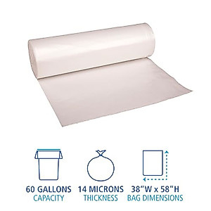 Boardwalk V7658HNKR01 38 in. x 58 in. 60 gal. 14 microns High-Density Can Liners - Natural (200/Carton)