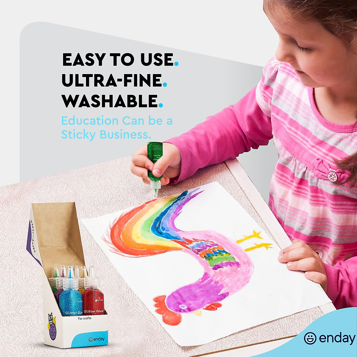 Glitter Glue for Crafts in Bright Classic Colors: Gold, Silver, Red, Green, Blue & Purple Used for Gluing, Drawing, Writing, Outlining (6 Pack)