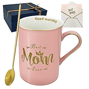 Gifts for Mom, EJTILAI Mom Gifts Birthday Gifts for Mom from Daughter Son, Mothers Day Christmas Day Gifts for Mom, 12 Oz Coffee Mug with Exquisite Box Packing Spoon, cup lids and greeting cards