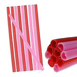 Heart Shaped Straws - Reusable Drinking Straws - Pink and Red Heart Shaped Party Favor Gift Bag Accessory - 10 Piece Set
