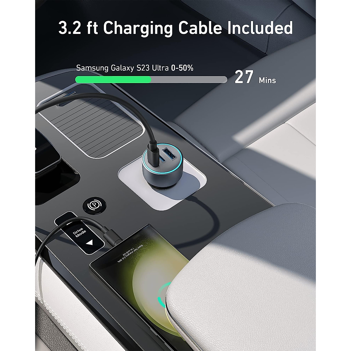 Anker USB-C Car Charger, 67W 3-Port Compact Fast Charger, 535 Car Adapter with PIQ 3.0 for iPhone 15/15 Plus/15 Pro/15 Pro Max, Galaxy S23, MacBook Pro, iPad Air, and More (USB-C to C Cable Included)