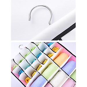 HomeGift 42 Cells Hanging Closet Organizer/Underwear Organizer/Bra Organizer/Socks Organizer (Pink)