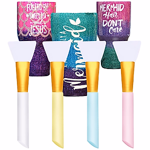Silicon Epoxy Brushes Set for Making Epoxy Glitter Tumblers, Reusable Flexible Epoxy Application Sticks for Spreading an Even Coat of Epoxy Resin on Tumblers and Cups (Pack of 4)