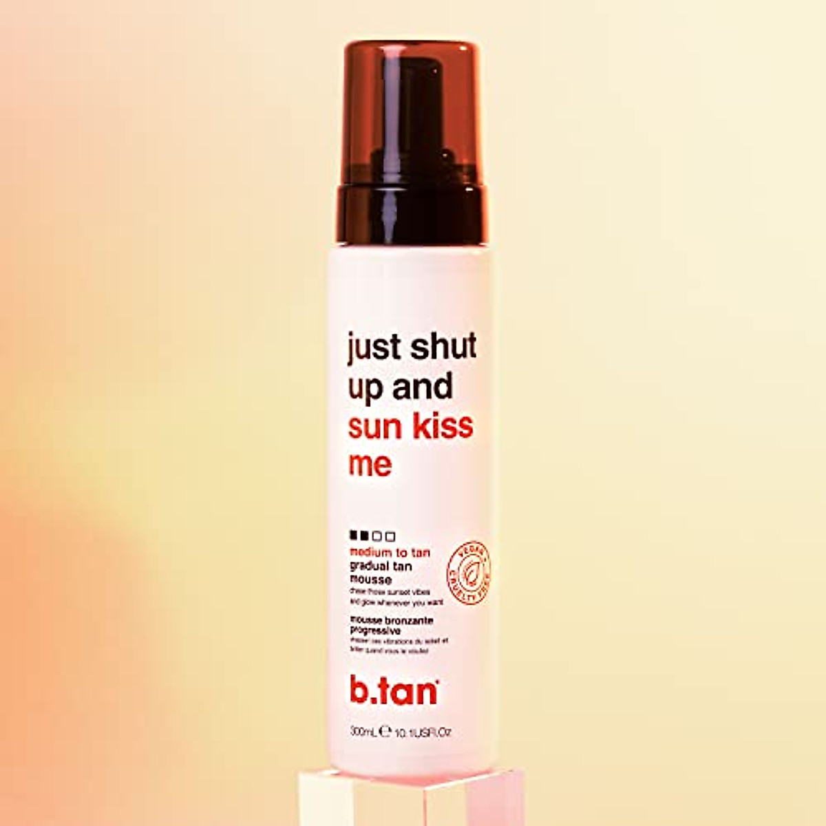 b.tan Medium Gradual Self Tanner Mousse | Just Shut Up and Sun Kiss Me - Lightweight, Hydrating, Daily Moisturizer to Build Luscious, Golden Glow, Vegan, Cruelty & Paraben Free, 10.1 Fl Oz