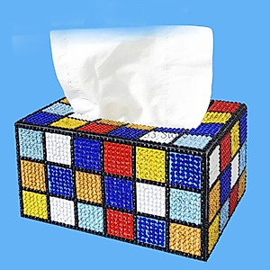 5D Diamond Painting Box Storage Containers,Diamond Painting Tissue Box Cover, Paper Facial Tissue for Bathroom Countertop Night Stand Kitchen Dining Table Bedroom Office Car (C,14.5x7.7x10.5cm)