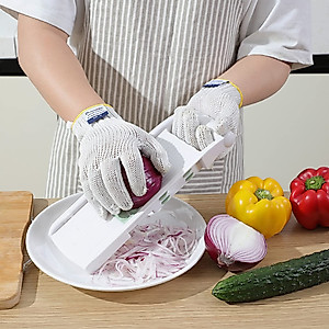 Dowellife Level 8 Reinforced Cut Resistant Gloves, Food Grade, White, Medium