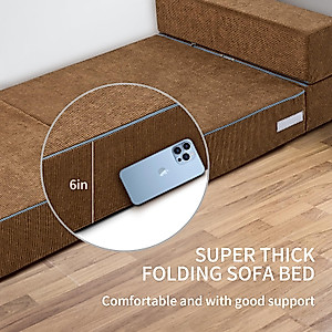 SUNYRISY Kids Folding Floor Sofa Bed Chair, Child Fold Up Couch Bed for Sleeping, 3-in-1 Convertible Toddler Floor Futon Mattress, Portable Fold Out Kids Futon Sofa Bed with Storage Bag