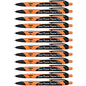 Your Name Custom Printed on our Bentley Rubberized Two-Tone Soft Touch Ballpoint Pen is a stylish, premium pen, black ink, medium point. Box of 12 - PERSONALIZED FREE (Orange)