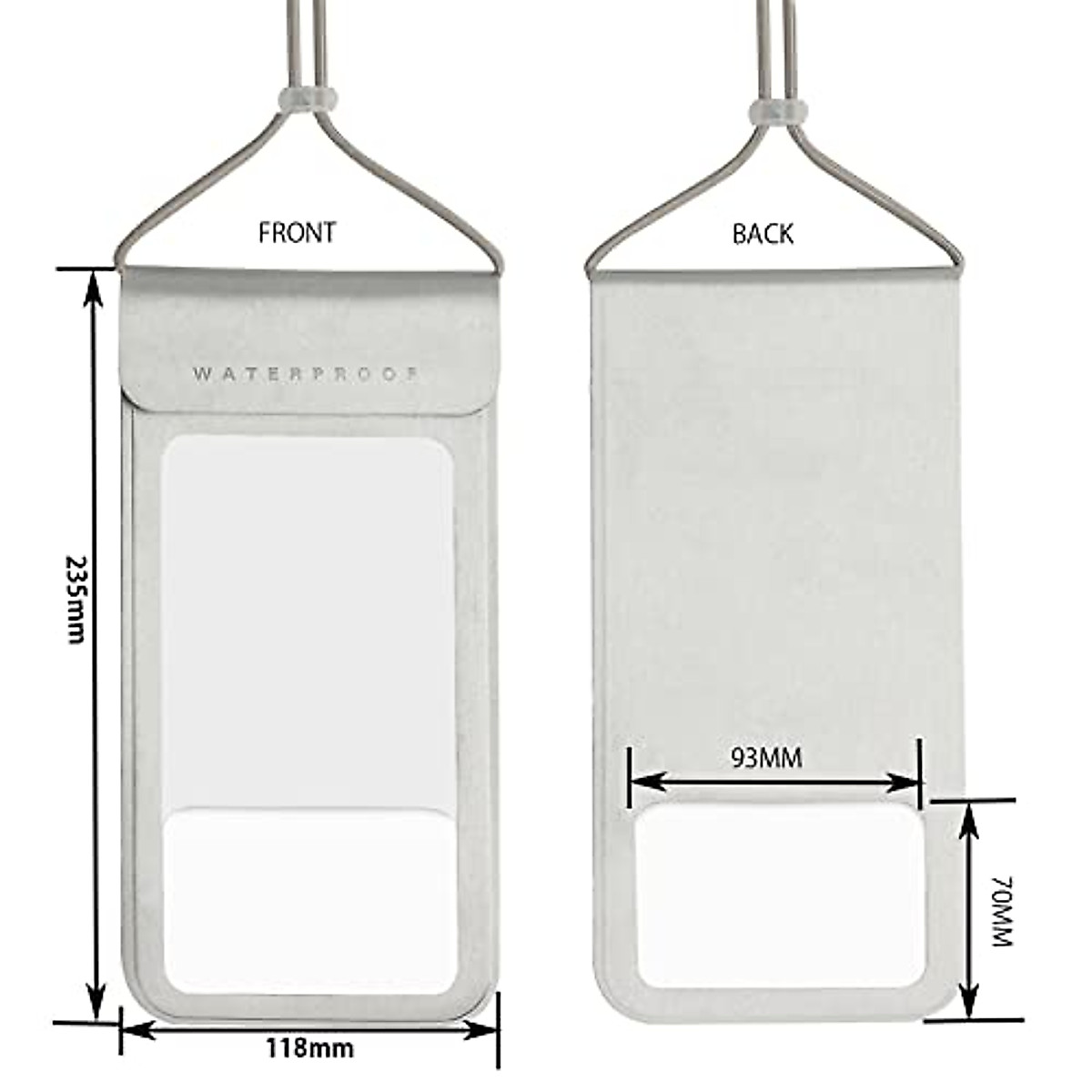 Baitoo Waterproof Phone Pouch,IPX8 Waterproof Phone Case Bag Holder Dry Pouch for iphone 13 Pro Max/13 Pro/13/12/12 Pro Max/11/11 Pro Max/Xs Max/XR to 7" for Kayaking Swimming Beach(Silver)