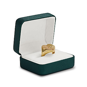 Woodten Green Round Corner PU Leather Proposal Ring Box Jewelry Ring Gift Box