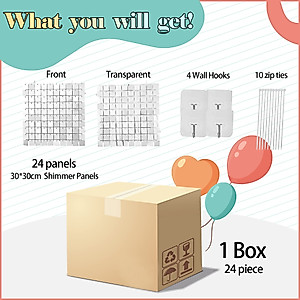 IMOOA Wall Backdrop - 24 Pcs Square Sequin Wall Panels Shimmer Backdrop, Wall Decor for Valentine's Decorations, Birthday, Wedding & Bachelorette Party (Silver)