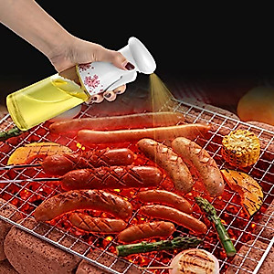 Olive Oil Sprayer for Cooking - 200ml Glass Oil Dispenser Bottle Spray Mister - Refillable Food Grade Oil Vinegar Spritzer Sprayer Bottles for Kitchen, Air Fryer, Salad, Baking, Grilling, Frying