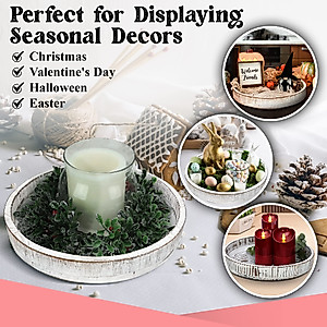 Paper and Pallet Rustic White Wood Lazy Susan - 12.5 Inch Farmhouse Turntable Kitchen Cabinet Organizer Tray - Distressed Round Wooden Spice Rack - Rotating Centerpiece for Dining Table & Countertop