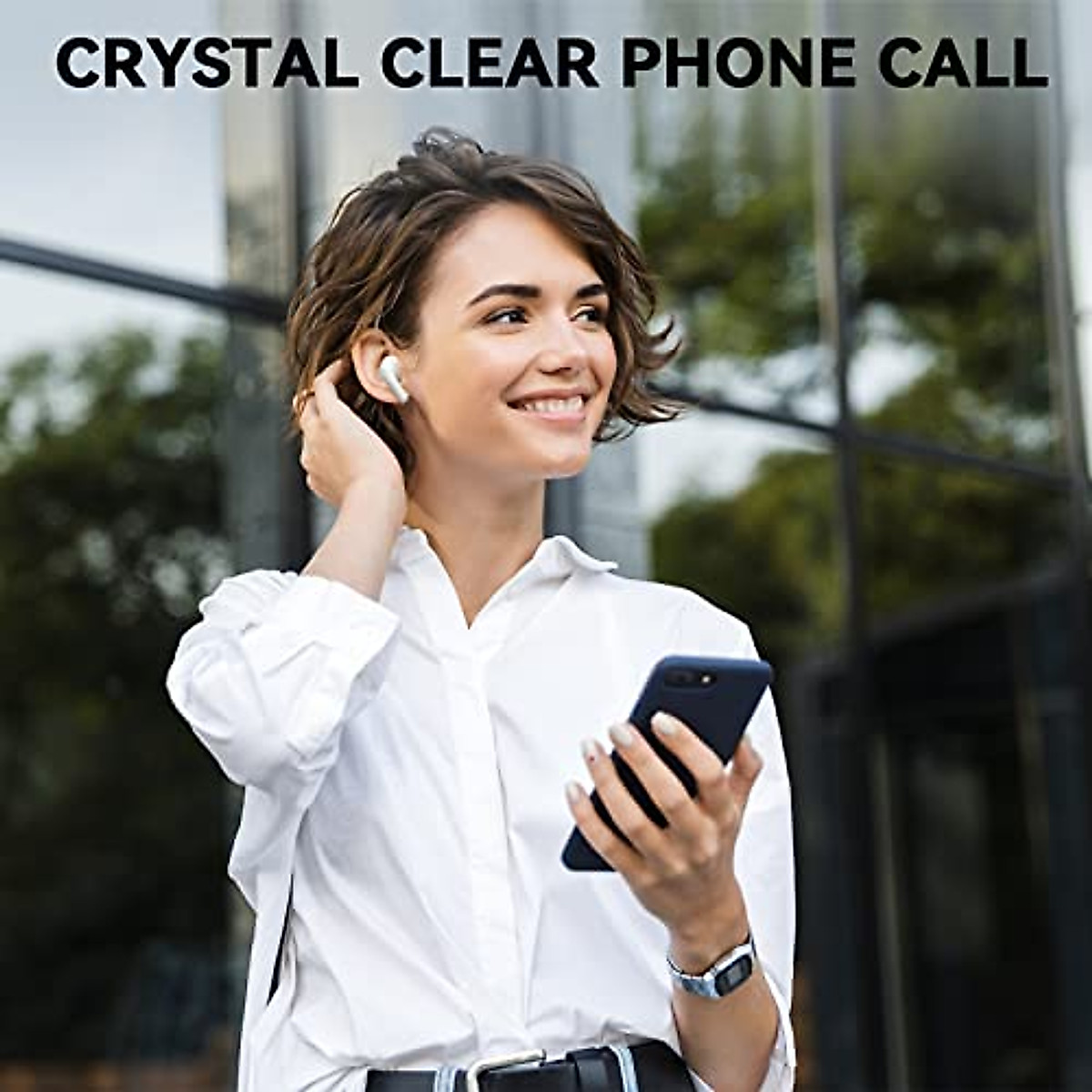 CYQ Pianogic A2 True Wireless Earbuds Bluetooth Headphones Noise Cancelling Ear Buds with USB C Charging Case IPX6 Waterproof Long Pla A WHITE