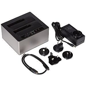 SilverStone Technology 3.5" and 2.5" External Hard Drive Dock with USB 3.1 Type- C Gen 2, Supports Offline Clone and JBOD modes with Hot-Swap TS12C