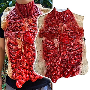 EJWCIG Bloody Intestine Torso Chest Fake Dead Body Creepy Horro Zombie Scary Halloween Decorations Cosplay Props Costumes (Style A)