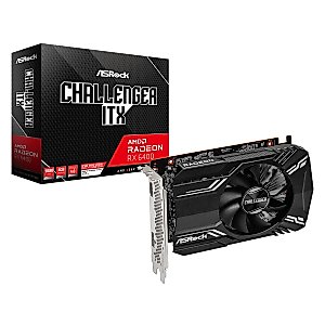 ASRock AMD Radeon RX 6400 Challenger ITX 4GB GDDR6 0dB Silent Cooling 16 Gbps Graphics Card 8K 64bit 7680 x 4320 HDMI DisplayPort PCI Express 4.0