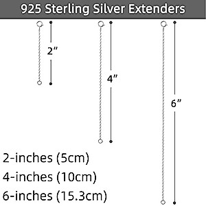 925 Sterling Silver Necklace Extender Sterling Silver Necklace Chain Extenders for Necklaces 2", 4", 6" Inches
