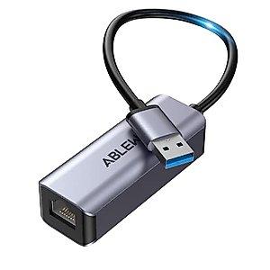 ABLEWE USB to Ethernet Adapter, USB 3.0 to 100/1000 Gigabit Ethernet LAN Network Adapter, RJ45 Internet Adapter Compatible with Laptops MacBook, Surface, macOS, Chrome OS, Windows, Linux