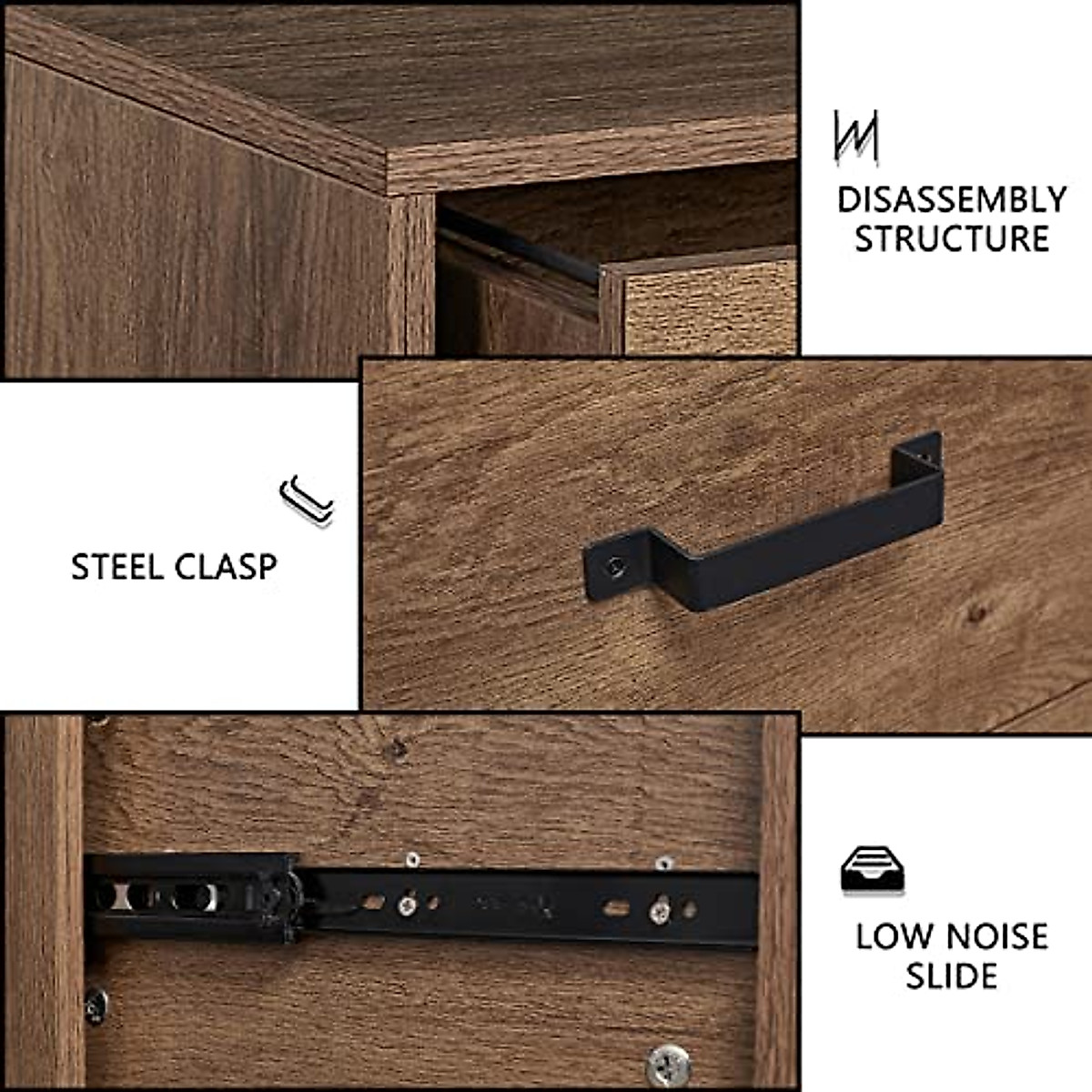 SYING88 Office Lateral File Cabinets, 2 Drawer Wood Lateral File Cabinet with Anti-tilt Mechanism, Storage Filing Cabinet for Home Office (Brown)