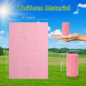 WDFAACK Biodegradable Pink Dog Poo Bags Lavender scent with Dispenser - 300 Large Poop Bags, Extra Thicken Strong Corn Starch Blended Compostable Leak Proof Poop Waste Bag for Dogs