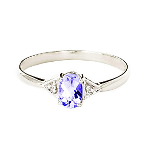 Galaxy Gold GG 14k Solid White Gold Ring with Diamonds and Tanzanite - Size 8.0