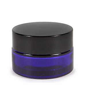 Vivaplex, 12, Cobalt Blue, 15 ml, Round Glass Jars, with Inner Liners and black Lids