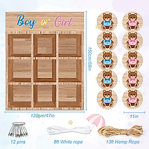 OurWarm Gender Reveal Games - Tic Tac Toe Board Game, Rustic Wooden Gender Reveal Games for He or She Sign Gender Reveal Ideas for Party Supplies, Baby Shower Gender Reveal Decorations