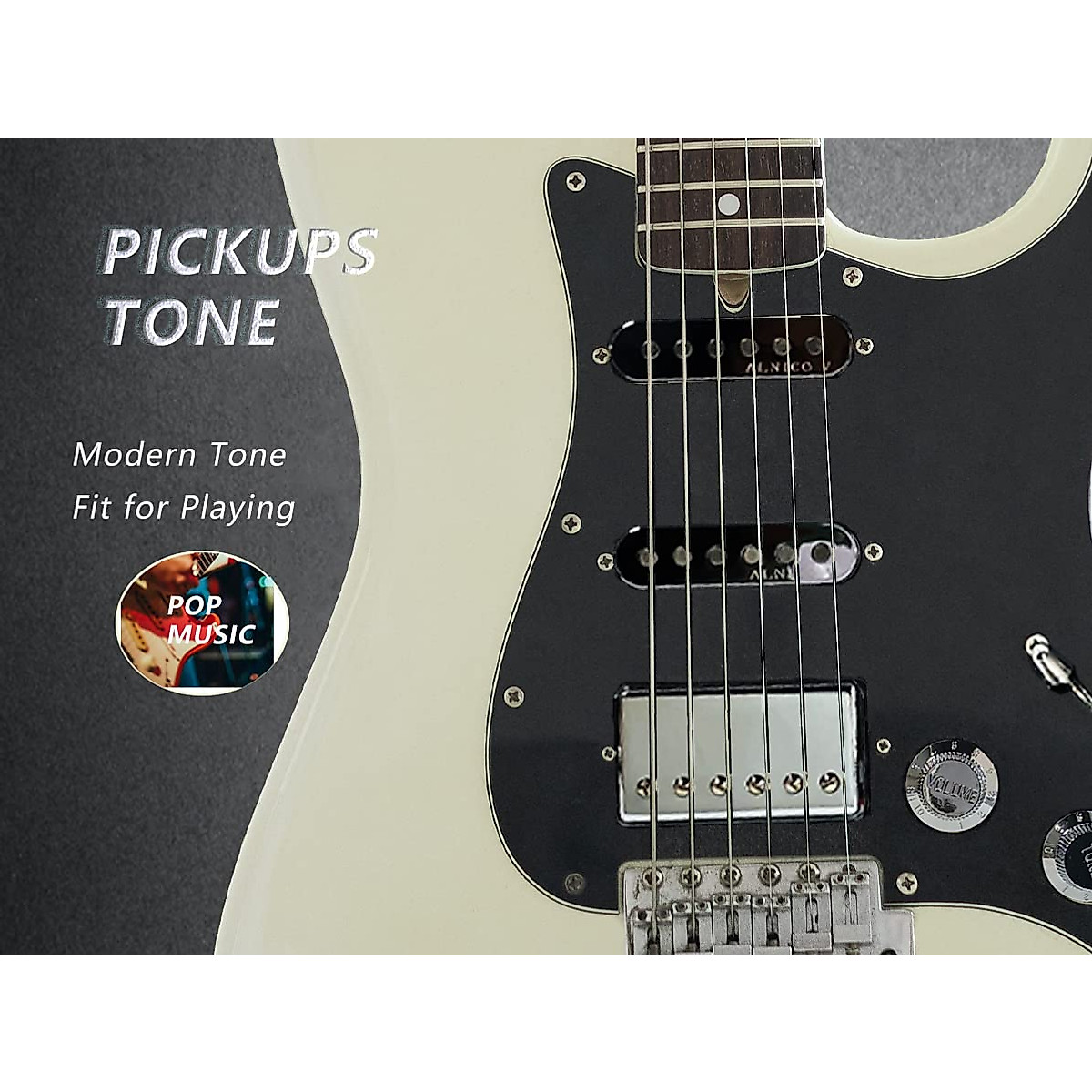 LAMSAM Prewired Pickguard with SSH Pickup Set, 3-ply Pick Guard Loaded Alnico V Single Coil Humbucker Pick-ups, Electric Guitar Scratchplate as Luthier Replacement Parts, Black-03