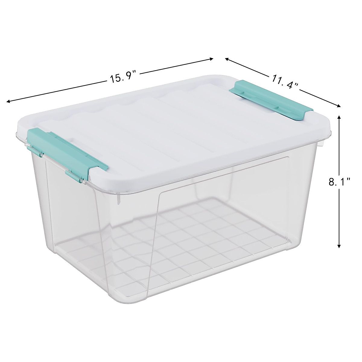 CadineUS 4-pack 20 Liter Plastic Latching Boxes, Clear Storage Totes with Lids