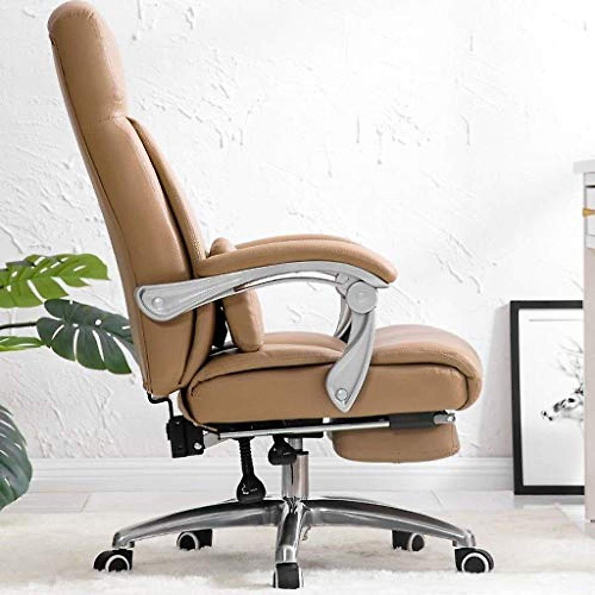 ZLBYB Furniture Series Big Rated Black Leather Executive Swivel Ergonomic Office Chair with Extra Wide Seat