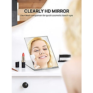 MIRRORNOVA Portable Folding Mirror, Ultra-Slim Durable Makeup Tabletop Mirror for Travel with Aluminum Shell, Large Size 6"