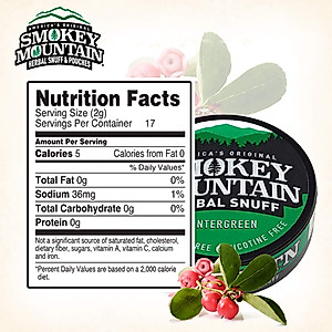 Smokey Mountain Herbal Long Cut – Wintergreen – 1 Can - Tobacco Free and Nicotine Free Snuff