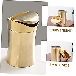 CHILDWEET Stainless Steel Trash Can Tiny Waste Basket Small Trash Can Kitchen Trash Can Desktop Waste Container Sundries Storage Basket Countertop Trash Can Tiny Garbage Bin Golden
