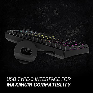 DURGOD HK Venus RGB Mechanical Gaming Keyboard | 60% Layout | USB C Wired | Doubleshot PBT Keycaps | Cherry Profile | NKRO Rollover | Windows & Mac | Aluminium Chassis| Cherry MX Blue, Black