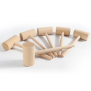 Large Wooden Hammer 7.3in Seafood Hammers for Cracking Crab Lobster Shellfish, Wooden Mallet for Chocolate Breakable Heart Smash, Crafts(6 Pack)