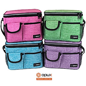 OPUX Insulated Lunch Box for Women Girls, Leakproof Thermal Lunch Bag Cooler Work Office School, Soft Reusable Lunch Tote with Shoulder Strap, Adult Kid Lunch Pail Kit, Purple