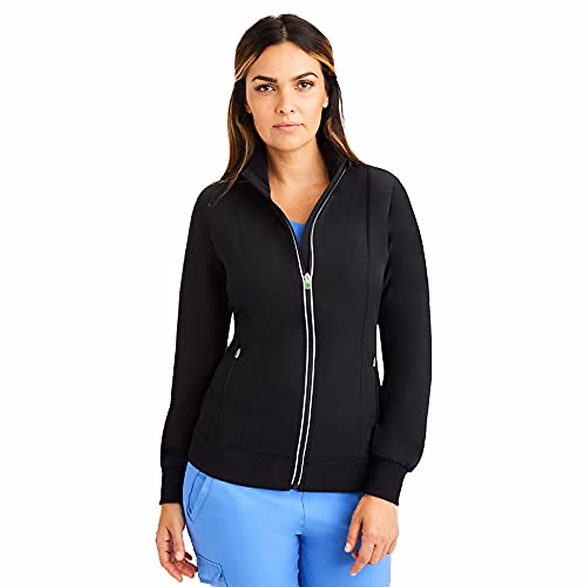 Healing Hands Womens Scrub Jacket 2 Pocket HH360 5067 Carly Zip Up Stylish Women Jacket Black L