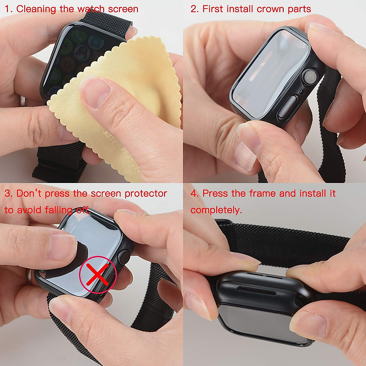 pzoz Compatible for Apple Watch Series SE2 /6/5 /4 /SE 40mm Case with Screen Protector Accessories Slim Guard Thin Bumper Full Coverage Matte Hard Cover Defense Edge for iWatch Women Men GPS (Black)